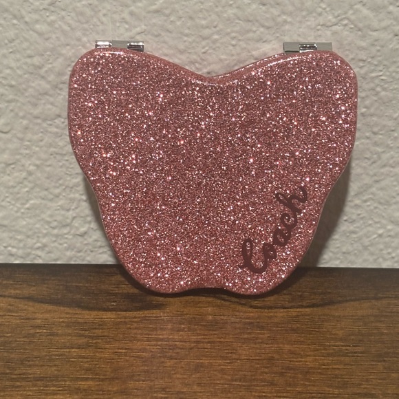 Coach | Accessories | Coach Pink Glitter Butterfly Mirror | Poshmark